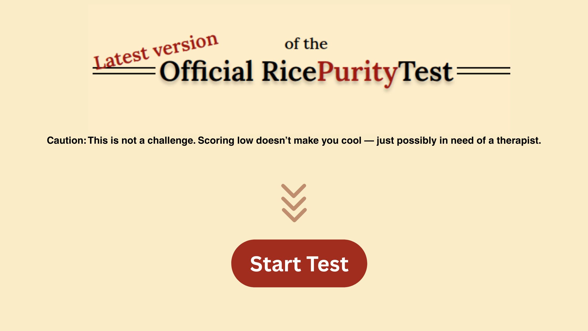 Rice Purity Test 100 Questions Score Meaning History